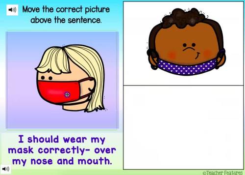 Boom Cards School Healthy Habits COVID-19 WEARING A MASK Remote Learning