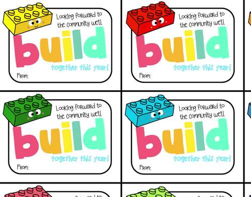 Cute Lego (Building Block) Beginning of Year Gift Tag-Looking forward ...