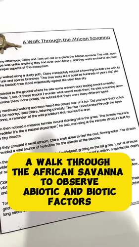 Abiotic & Biotic Walk Through the African Savanna | Reading Passage + Chart