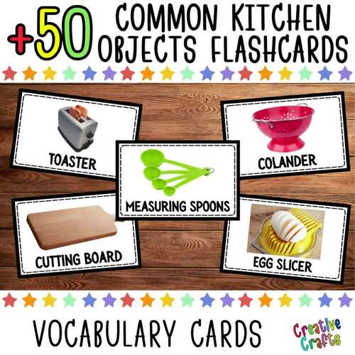 +50 Common KITCHEN Objects Flashcards with Real Photos | Basic ...