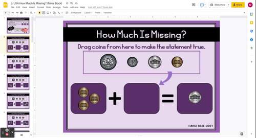 Money 3: How Much Money Is Missing? (US Currency): Google Slides™
