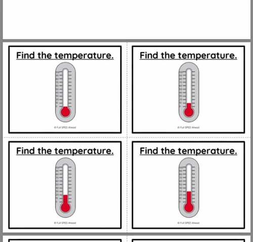 Units of Measurement Identifying Temperature Task Cards for Special ...