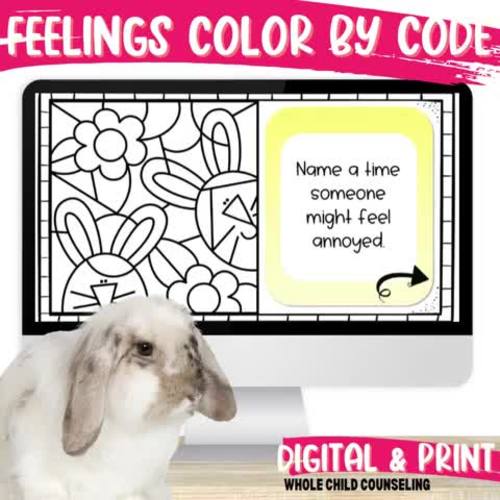 Easter Holiday Color by Code Feelings Bunny Coloring Sheet SEL Emotions ...