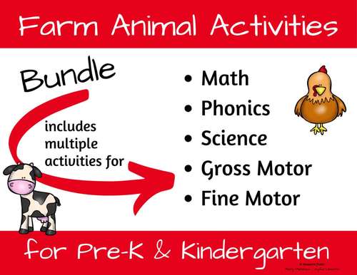 Farm Animals Activities BUNDLE - Math, Phonics, Science, Fine and Gross ...