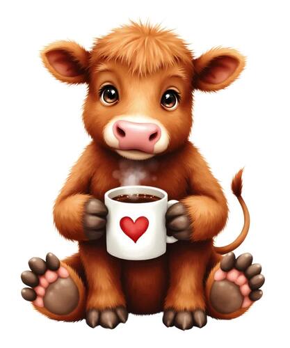 52 Highland Cow Clipart Bundle – Funny & Holiday PNG + PDF ...