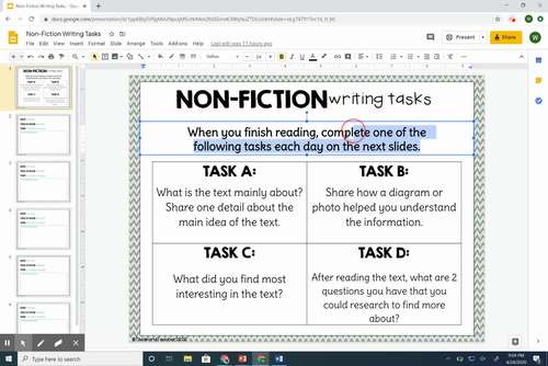 EDITABLE Non-Fiction Writing About Reading Journal with Tasks for ...