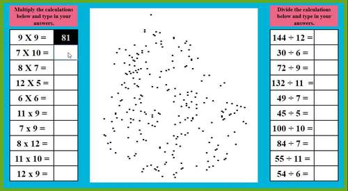 Mystery Digital Pixel Art NO PREP- BB8 Multiplication and Division to 12