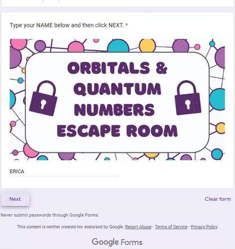 Orbitals and Quantum Numbers Escape Room | Electron Arrangement Activity