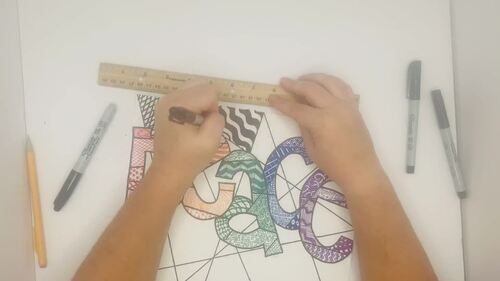 ZENTANGLE ACTIVITY One Word Name Doodle Line Art Social Emotional ...