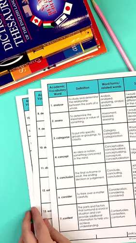 ACADEMIC VOCABULARY WORDS - TEST PREP - TESTING WORDS - ELA Math Words