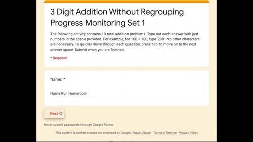 Digital 3 Digit Addition Without Regrouping Progress Monitoring Google ...