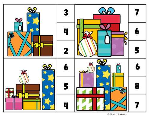 Christmas Presents Counting Matching Numbers Clip Cards by Three Little ...