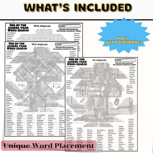 Giant End of the school year Hard Word Search Collaborative Poster ...
