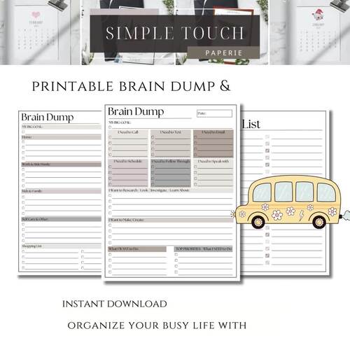 Editable Brain Dump Planner and To Do List Printable by Simple Touch ...