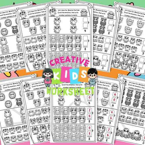 Addition Monsters within 10, Count Monsters and Write the Numbers to ...