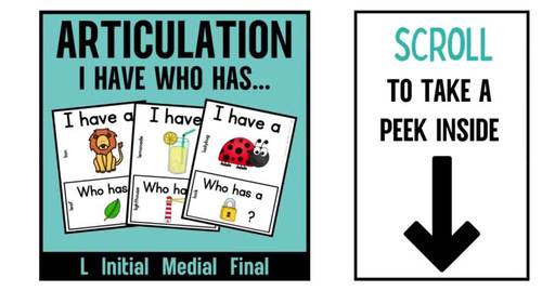 I Have Who Has: L Initial, Medial, Final & Blends Articulation Card Game