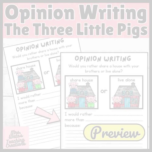 The Three Little Pigs Opinion Writing Prompts & Story Starter Writing ...