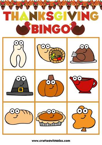 Thanksgiving BINGO For Preschool-Kindergarten, Thanksgiving Games and ...