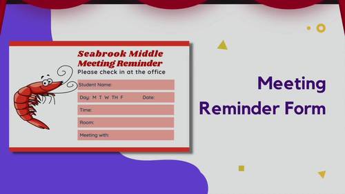 Meeting Reminder Template: School Counselor | Teacher | Administrators