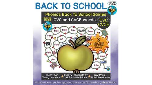 Back to School Short and Long Vowel Games | CVC and CVCE Words | TPT