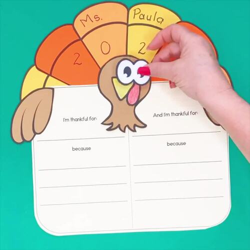 Thanksgiving Placemat Thankful Turkey Craft Cut & Paste & Writing ...