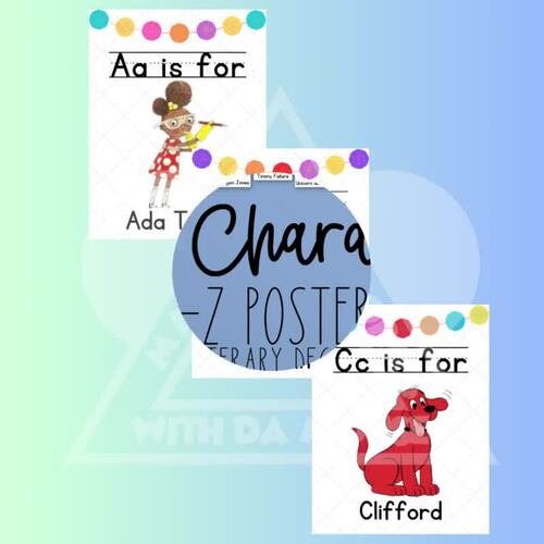 Book Characters Classroom Decor A-Z Posters Literary Characters | TPT