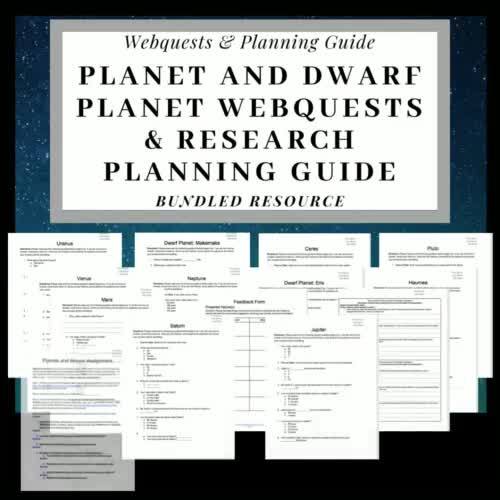 Planet and Dwarf Planet Webquests, Video Sheet & Research Planning ...