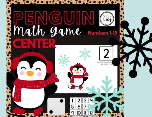 Penguin Snowflake Math Center| Winter Math Game Numbers 1-12| Number ...