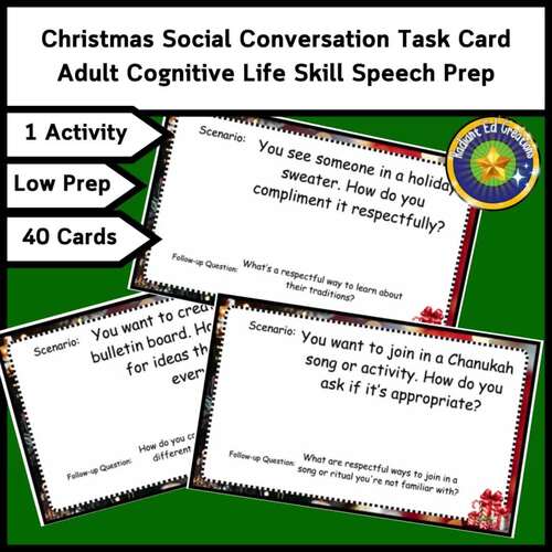 Christmas Social Conversation Task Card Adult Cognitive Life Skill ...