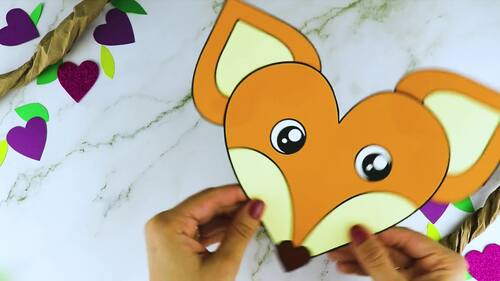 Heart Fox Cut and Paste Craft by Simple Mom Project | TPT
