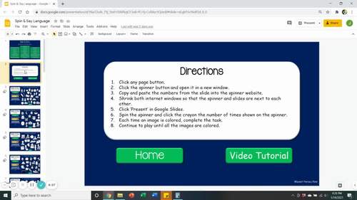 No Prep Google Slides™ Language Spin & Say by Speech Therapy Plans