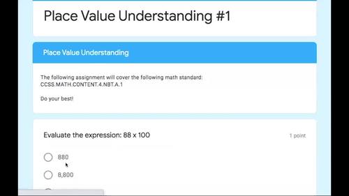 Place Value Understanding Google Classroom™ Digital Quiz Set | TPT
