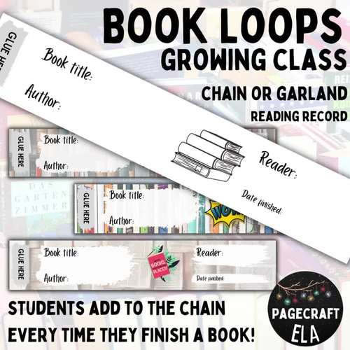 Book Loops Interactive Classroom Décor Garland for Reading by Pagecraft ELA
