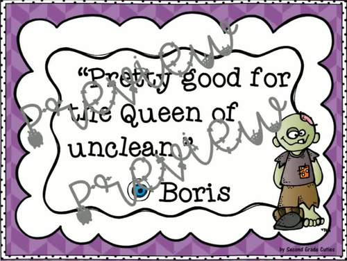 Boris and Bella characters, lessons learned, Halloween activities