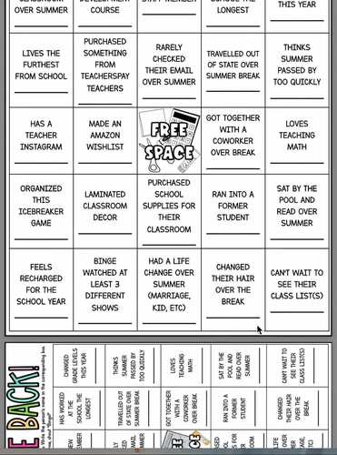 Find Someone Who Back to School Meeting Staff Development Fun Bingo ...