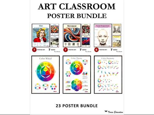 Art Classroom 23 Poster Bundle, Art Skills for Middle and High School ...