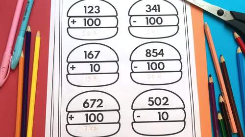 Mentally Add or Subtract 10 or 100 Worksheets Mental Math Activity for ...
