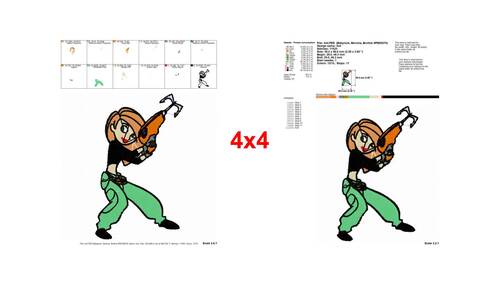 Kim Possible Action Pose Grappling Hook Gun Embroidery Designs ...