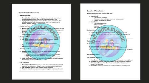 Out of the Dust Found Poem Activity by The MiddleVerse | TPT