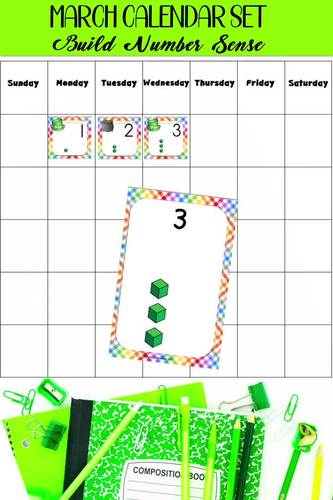 March Lucky Calendar Pieces with Base Ten Blocks by First Grade Frolics