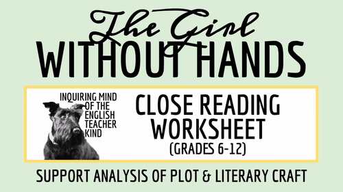 "The Girl Without Hands" Close Reading Inference Worksheet (Grimm's ...