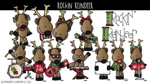 Rockin Reindeer clip art, Christmas clip art COLORED Version | TPT