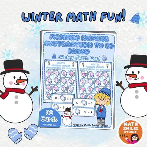 Winter Missing Number Subtraction to 20 Bingo Game | Math Activity 1st ...