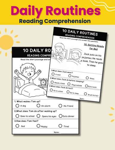 Daily Routines Reading Comprehension Worksheets for 1st Grade | TPT