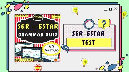Spanish Ser Vs Estar quiz 40 questions Digital version No prep Test Ser ...
