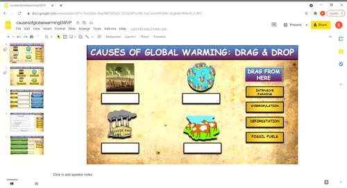 Causes of Global Warming: Drag & Drop Worksheet: Google Slides. Powerpoint