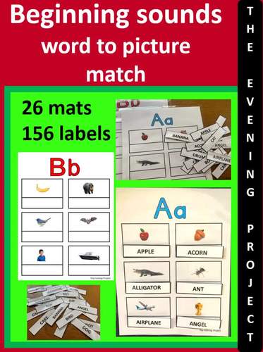 Beginning sounds -Word to picture match for Autism and Special Education