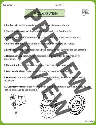 Lectura, vocabulario y escritura Día de San Patricio - St.Patrick's Day ...