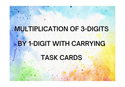 3-DIGITS BY 1-DIGIT MULTIPLICATION WITH REGROUPING|TASK CARDS|4TH-5TH ...