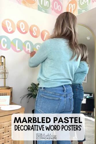 Marbled Pastel Classroom Decor | Decorative Word Posters - Editable!